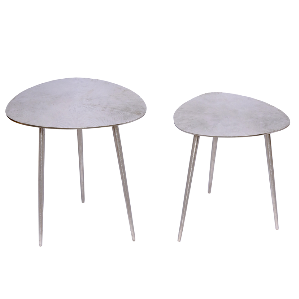 Nest of tables with triangular top Silver